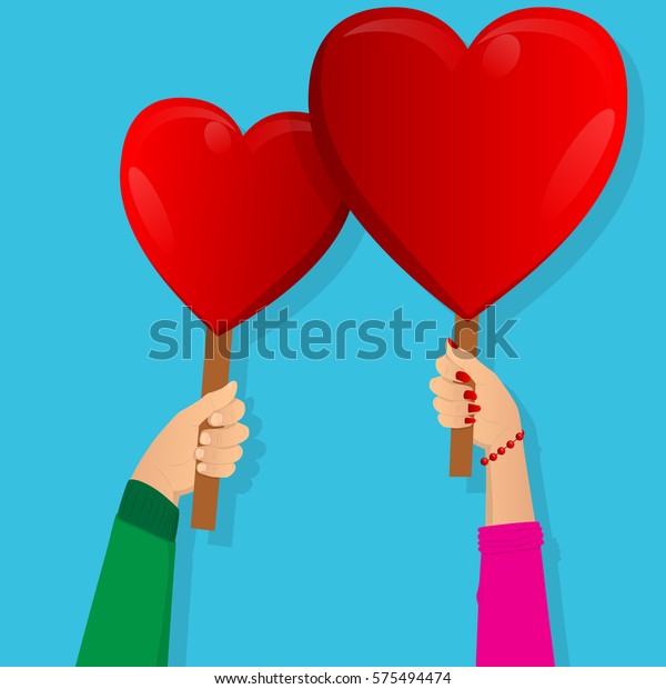 Vector Illustrated Cartoon Hands Holding Heart Stock Vector (Royalty ...
