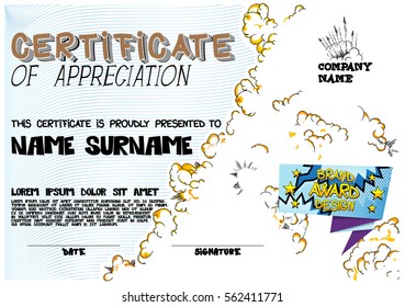 Vector Illustrated Certificate Template Comic Book Stock Vector ...