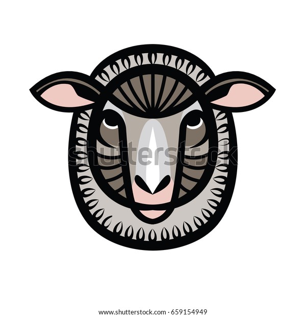 Vector Illustrated Portrait Ram Sheep Stock Vector (Royalty Free ...
