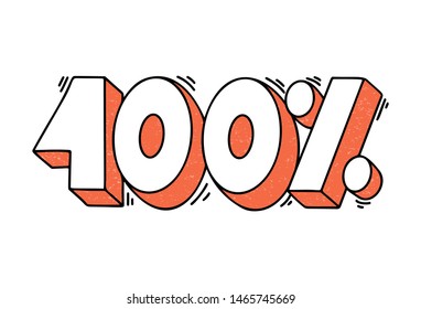 Vector Illustration 100 Text Cartoon Style Stock Vector (Royalty Free ...