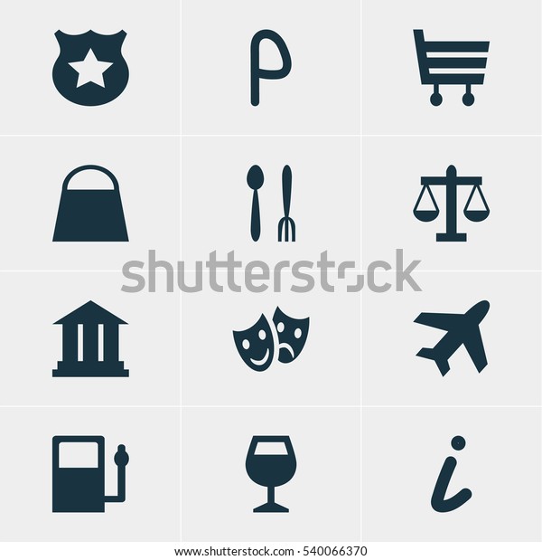 Vector Illustration 12 Checkin Icons Editable Stock Vector (Royalty ...