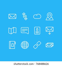 Vector Illustration 12 Contact Outline Icons Stock Vector (Royalty Free ...