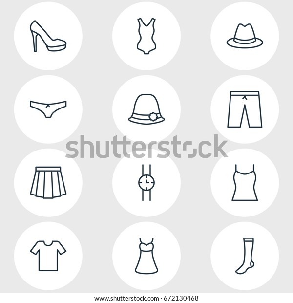 Vector Illustration 12 Garment Icons Editable Stock Vector (Royalty ...