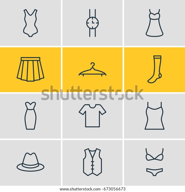 Vector Illustration 12 Garment Icons Editable Stock Vector (Royalty ...