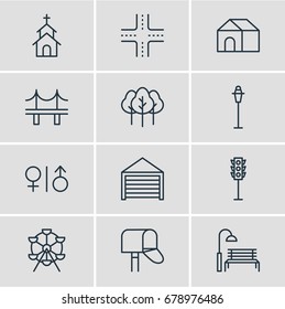 Vector Illustration 12 Infrastructure Icons Editable Stock Vector ...