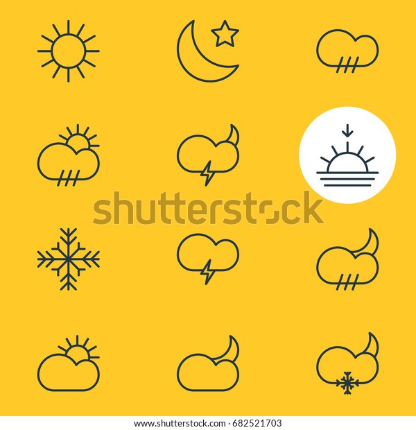 Vector Illustration 12 Sky Icons Editable: เวกเตอร์สต็อก (ปลอดค่า ...