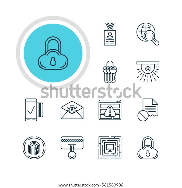Vector Illustration 12 Web Safety Icons Stock Vector (Royalty Free ...