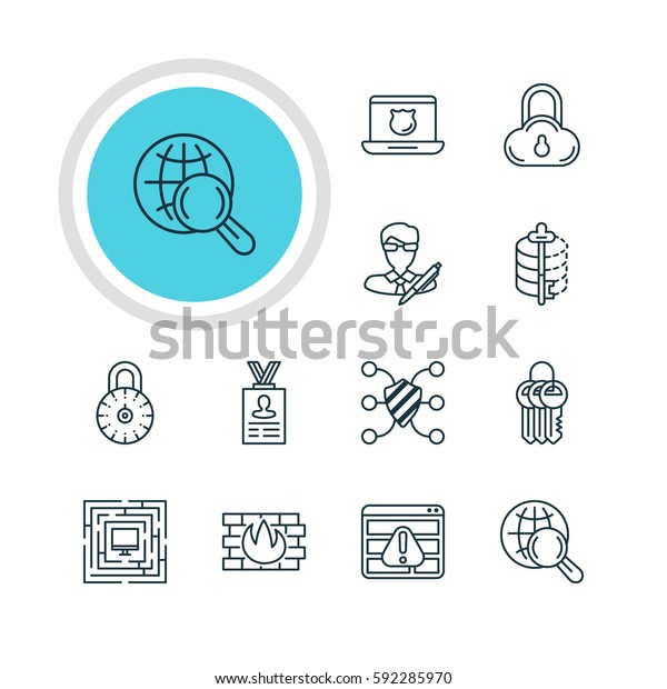 Vector Illustration 12 Web Safety Icons Stock Vector (Royalty Free ...