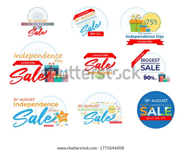 Vector Illustration 15 August Offer Labelindian Stock Vector (Royalty ...
