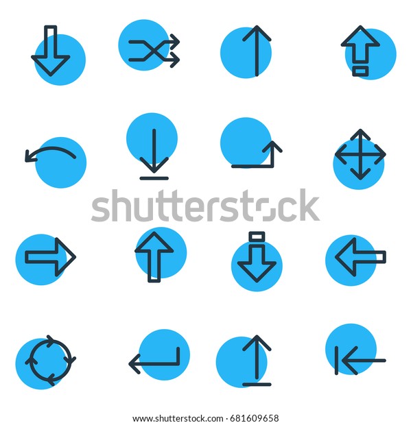 Vector Illustration 16 Arrows Icons Editable Stock Vector (Royalty Free ...