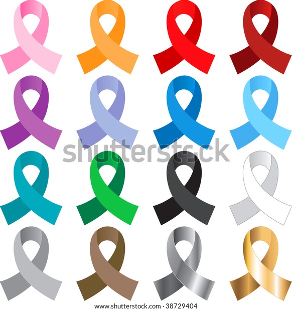Vector Illustration 16 Awareness Ribbons Several Stock Vector (Royalty ...