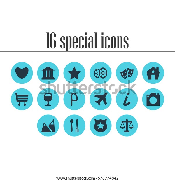 Vector Illustration 16 Checkin Icons Editable Stock Vector (Royalty ...