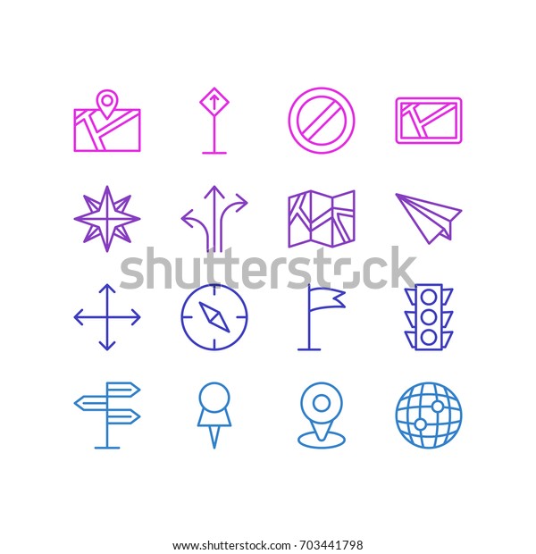 Vector Illustration 16 Direction Icons Editable Stock Vector (Royalty ...