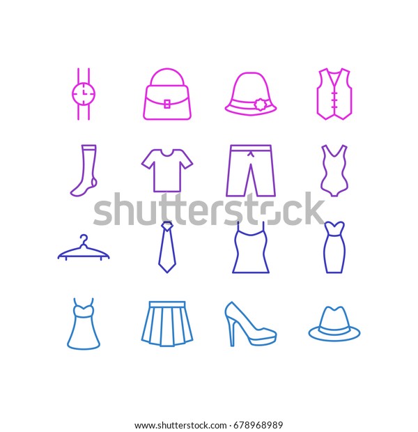 Vector Illustration 16 Garment Icons Editable Stock Vector (Royalty ...