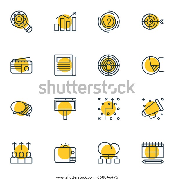 Vector Illustration 16 Marketing Icons Editable Stock Vector (Royalty ...