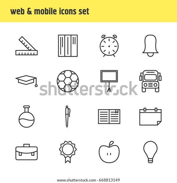Vector Illustration 16 Studies Icons Editable Stock Vector (Royalty ...