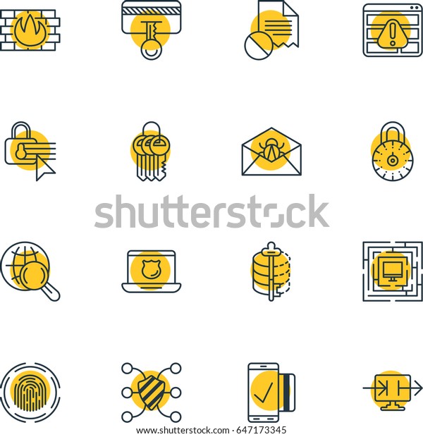 Vector Illustration 16 Web Safety Icons Stock Vector (Royalty Free ...