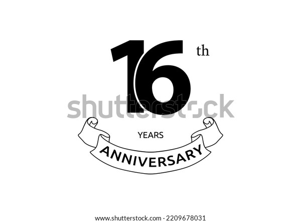 Vector Illustration 16 Years Anniversary Logo Stock Vector (Royalty ...
