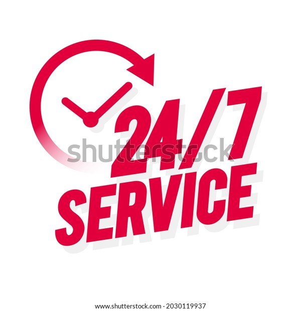 Vector Illustration 24 7 Service Icon Stock Vector (Royalty Free ...