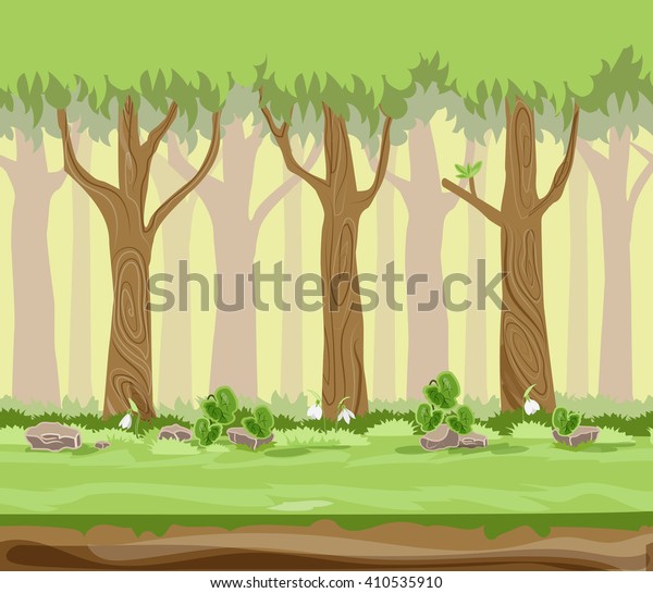 Vector Illustration 2d Forest Cartoon เวกเตอร์สต็อก (ปลอดค่าลิขสิทธิ์ ...