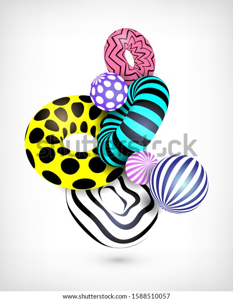 Vector Illustration 3d Decorative Rings Balls Stock Vector (Royalty ...