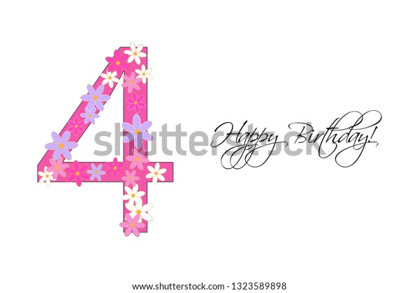 Vector Illustration 4 Years Happy Birthday Stock Vector (Royalty Free ...