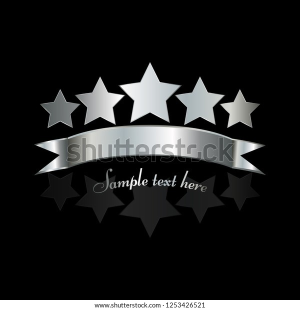 Vector Illustration 5 Silver Stars Reflection Stock Vector (Royalty ...