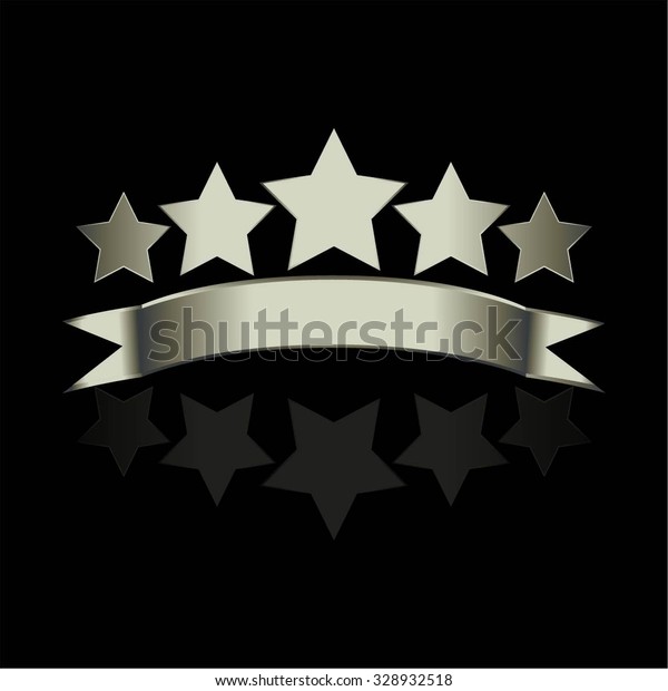 Vector Illustration 5 Silver Stars Ribbon Stock Vector (Royalty Free ...