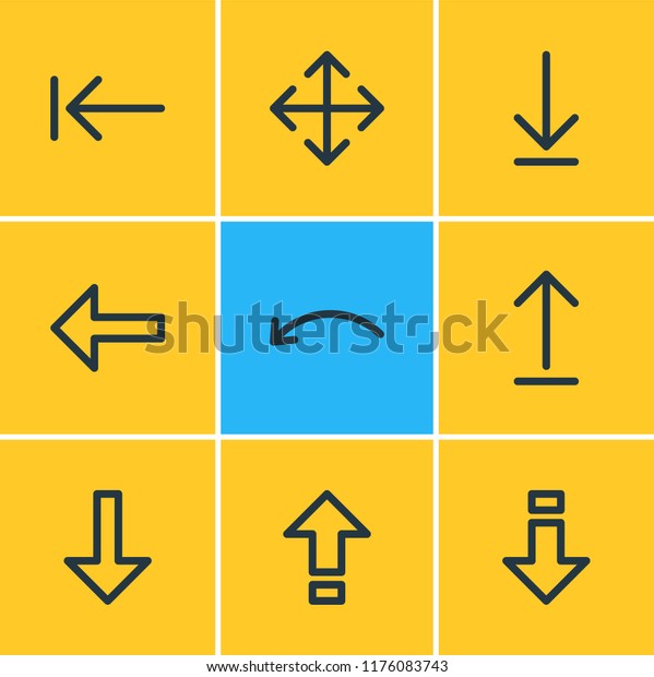 Vector Illustration 9 Arrows Icons Line Stock Vector (Royalty Free ...