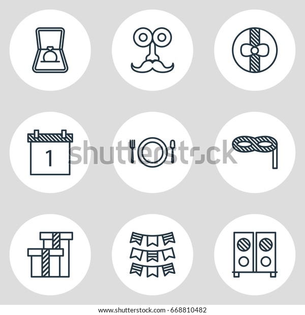 Vector Illustration 9 Banquet Icons Editable Stock Vector (Royalty Free ...