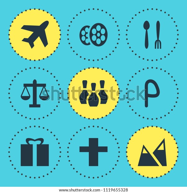 Vector Illustration 9 Checkin Icons Editable Stock Vector (Royalty Free ...