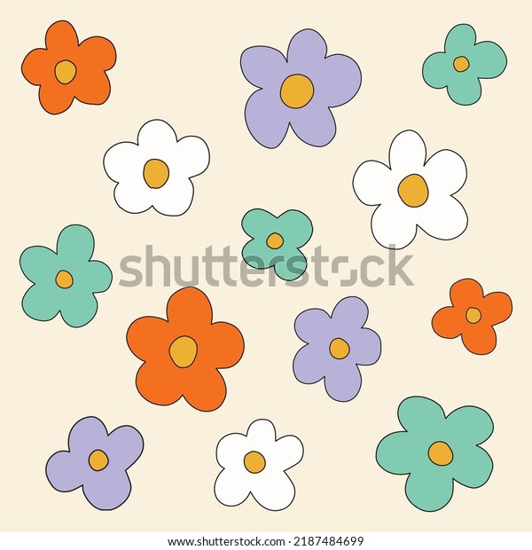 Vector Illustration 90s Flowers Style Arranged Stock Vector (Royalty ...