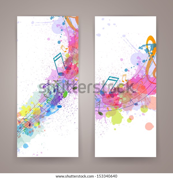 Vector Illustration Abstract Banners Music Notes Stock Vector (Royalty ...