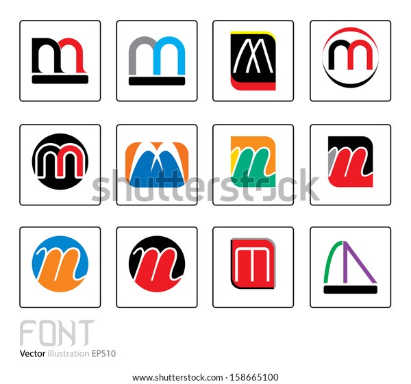 Vector Illustration Abstract Icons Letter M Stock Vector (Royalty Free ...