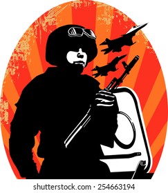 Vector Illustration Abstract Military Background Soldier Stock Vector ...