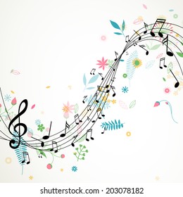 Colorful Music Background Music Notes Hummingbirds Stock Vector ...