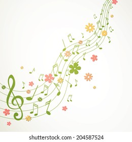 Colorful Music Background Music Notes Hummingbirds Stock Vector ...