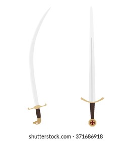 Vector Illustration Accolade Sword Knights Templar Stock Vector ...