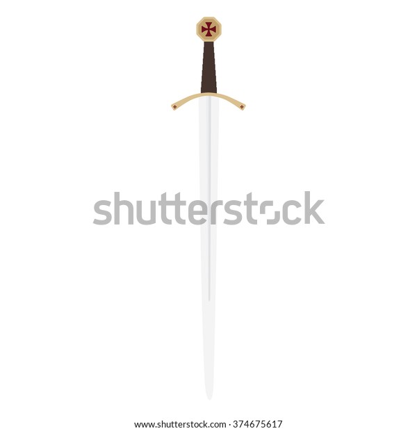 Vector Illustration Accolade Sword Knights Templar: vector de stock ...