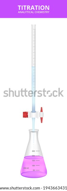 Vector illustration of acid-base titration or volumetric analysis ...