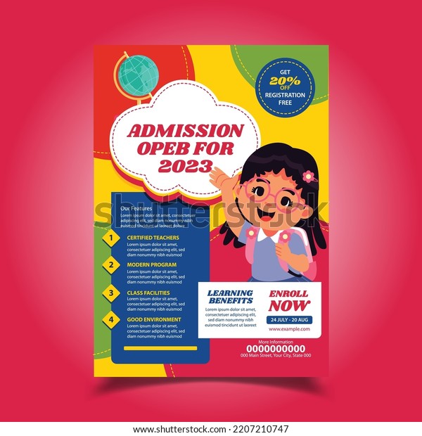 Vector Illustration Admission Open Flyer Poster Stock Vector (Royalty ...