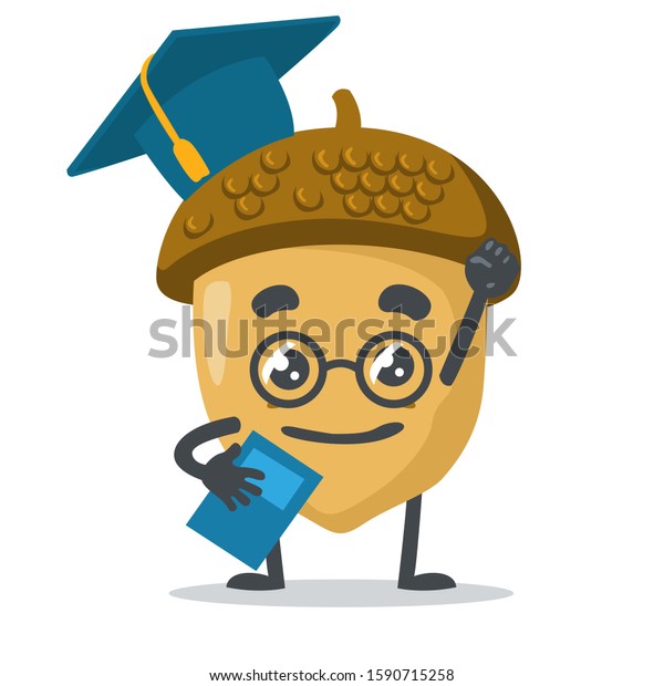 Vector Illustration Adorable Nut Mascot Happy Stock Vector (Royalty ...