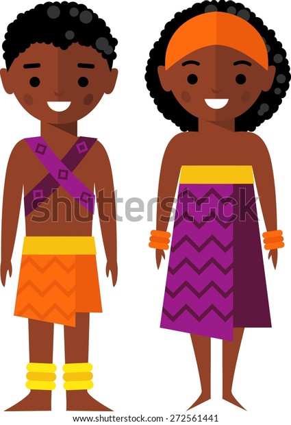 Vector Illustration Africanamerican Children Set Africans Stock Vector ...