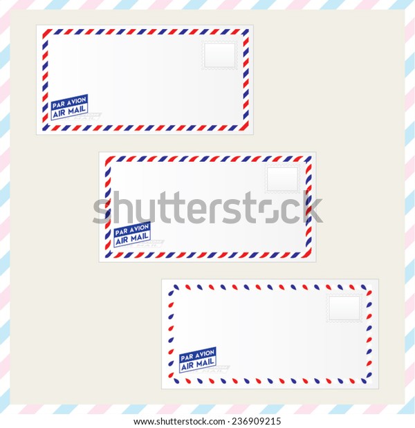 Vector Illustration Air Mail Envelopes Stamp Stock Vector (Royalty Free ...