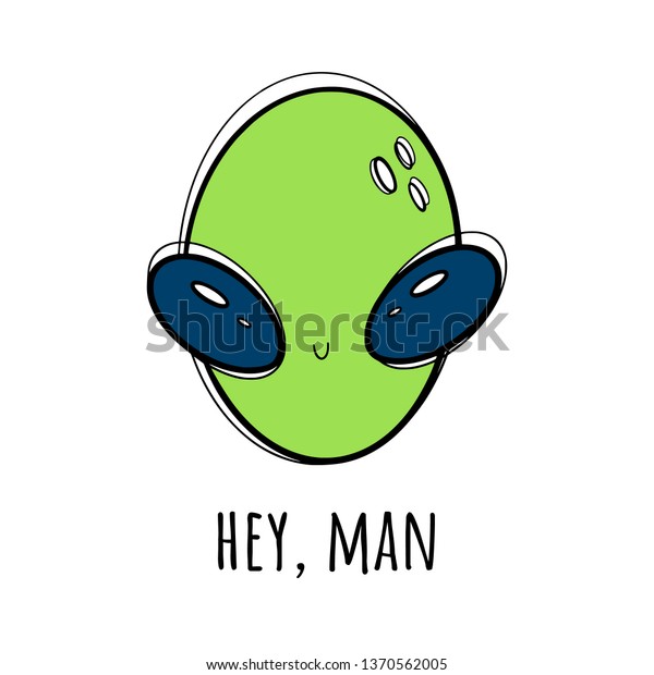 Vector Illustration Alien Hey Man Cartoon Stock Vector (Royalty Free ...