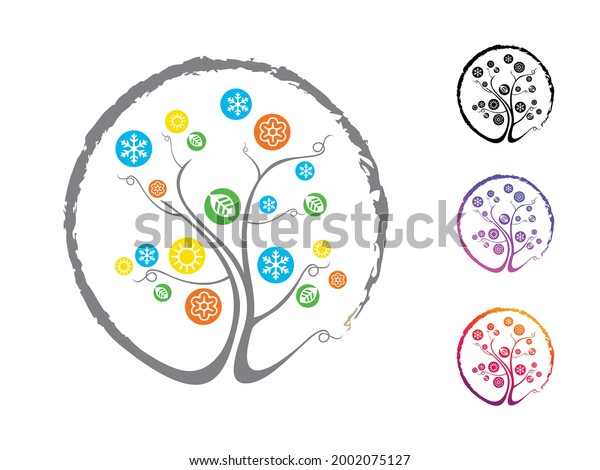 Vector Illustration All Seasons Tree Illustration Stock Vector (Royalty ...