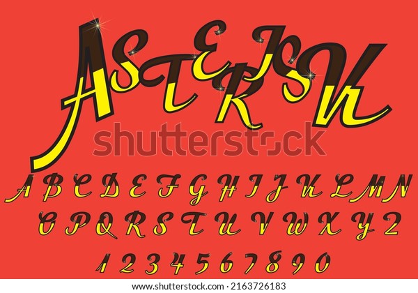 Vector Illustration Alphabet Letters Numbers Yellowbrown Stock Vector ...