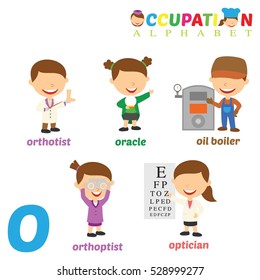 Vector Illustration Alphabet Occupation O Letter Stock Vector (Royalty ...