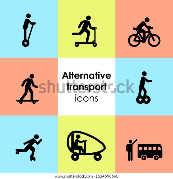 Vector Illustration Alternative Transport Icons Set Stock Vector ...