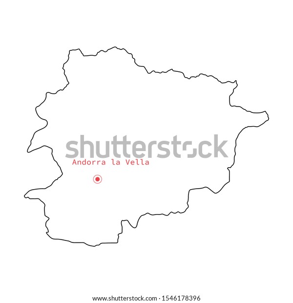 Vector Illustration Andorra Outline Map Capital Stock Vector (Royalty ...